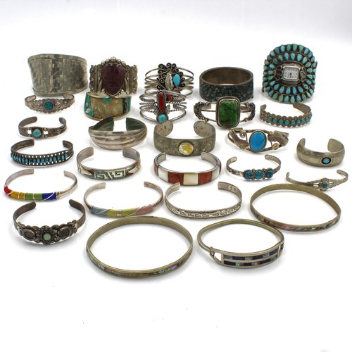 Southwest Turquoise Red Coral Abalone Cuff Bangle Bracelet Lot of 27 # ...