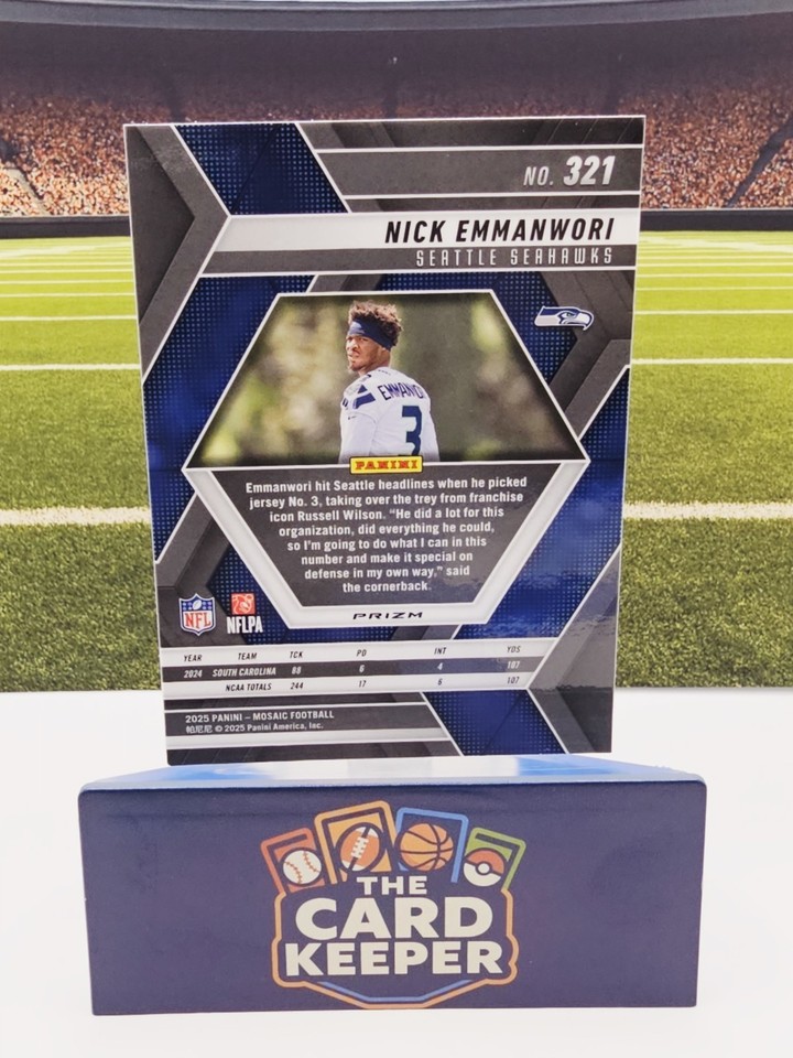 2025 Panini Mosaic Nick Emmanwori #321 RC Red & White Candy Cane Prizm ...