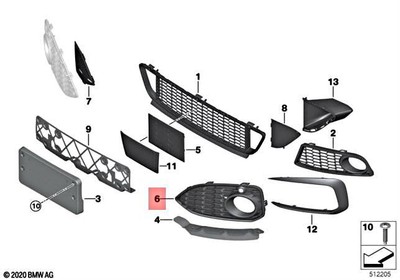 Genuine BMW F20N F21N Front Bumper Fog Light MPA Grille Right OEM ...