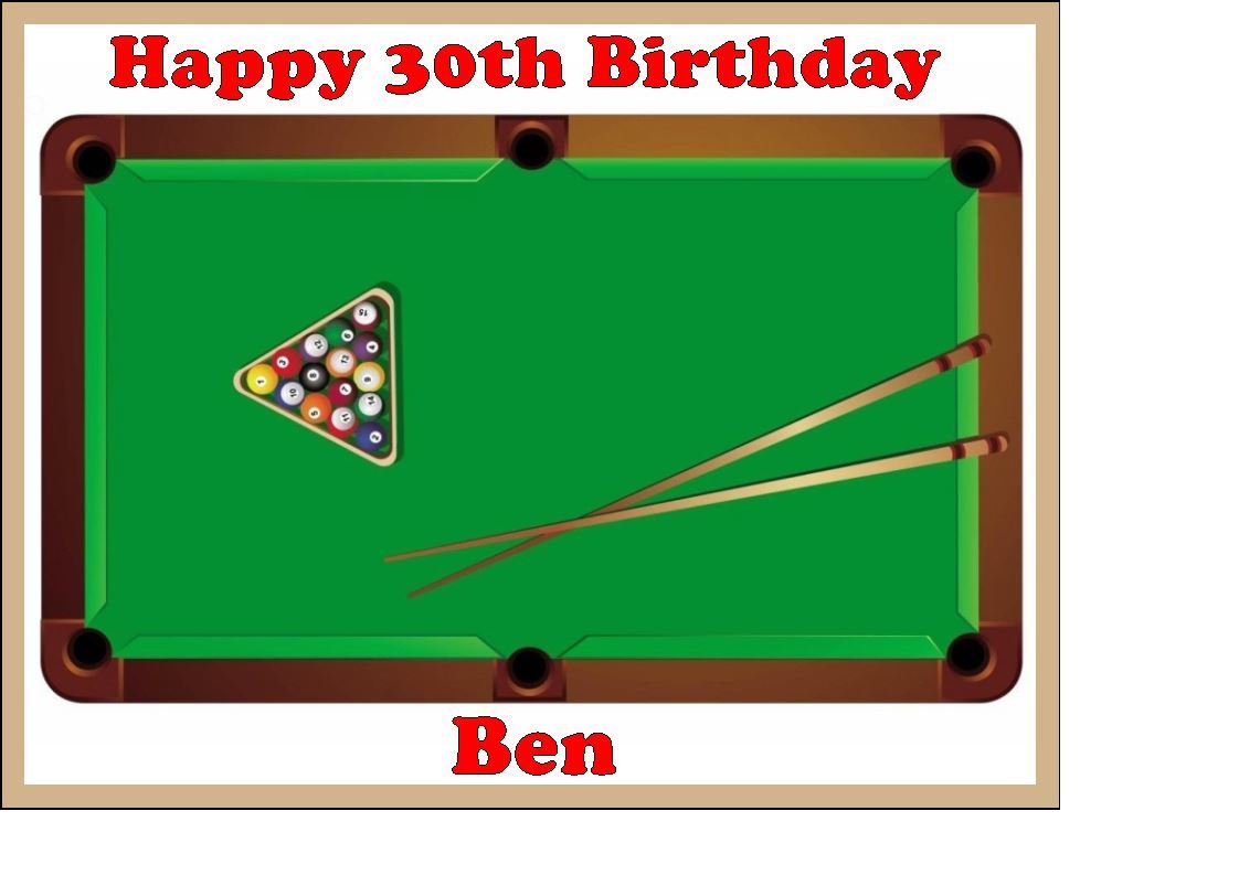 Torta Da Biliardo Pool Table Billiards Birthday ~ Edible 2D Fondant