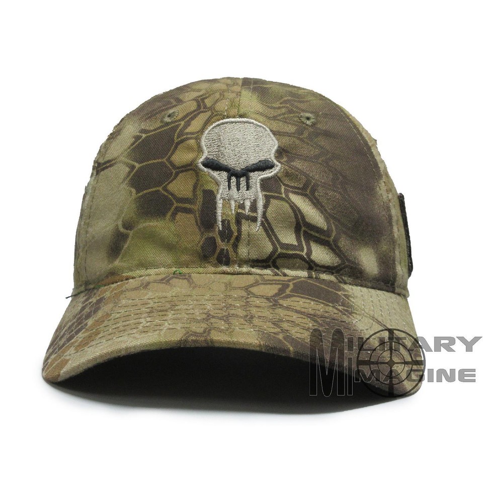 Skull Beige Black Hat Cap Military US Flag patch Highlander Kryptek ...