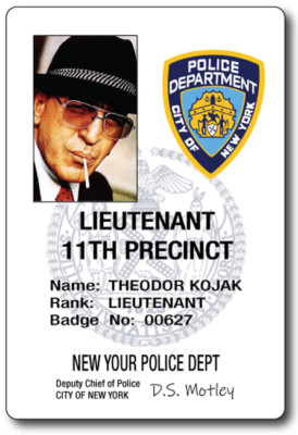 DETECTIVE KOJAK NY PD ID NAME BADGE TAG PROP HALLOWEEN COSPLAY MAGNETIC ...