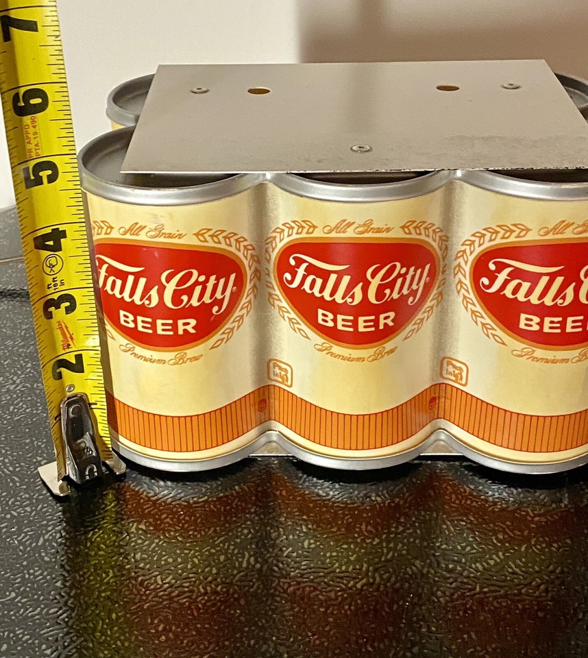 VINTAGE FALLS CITY LIGHTED 6 PACK BEER CAN SIGN WORKS RARE 8"x5" SEE ...