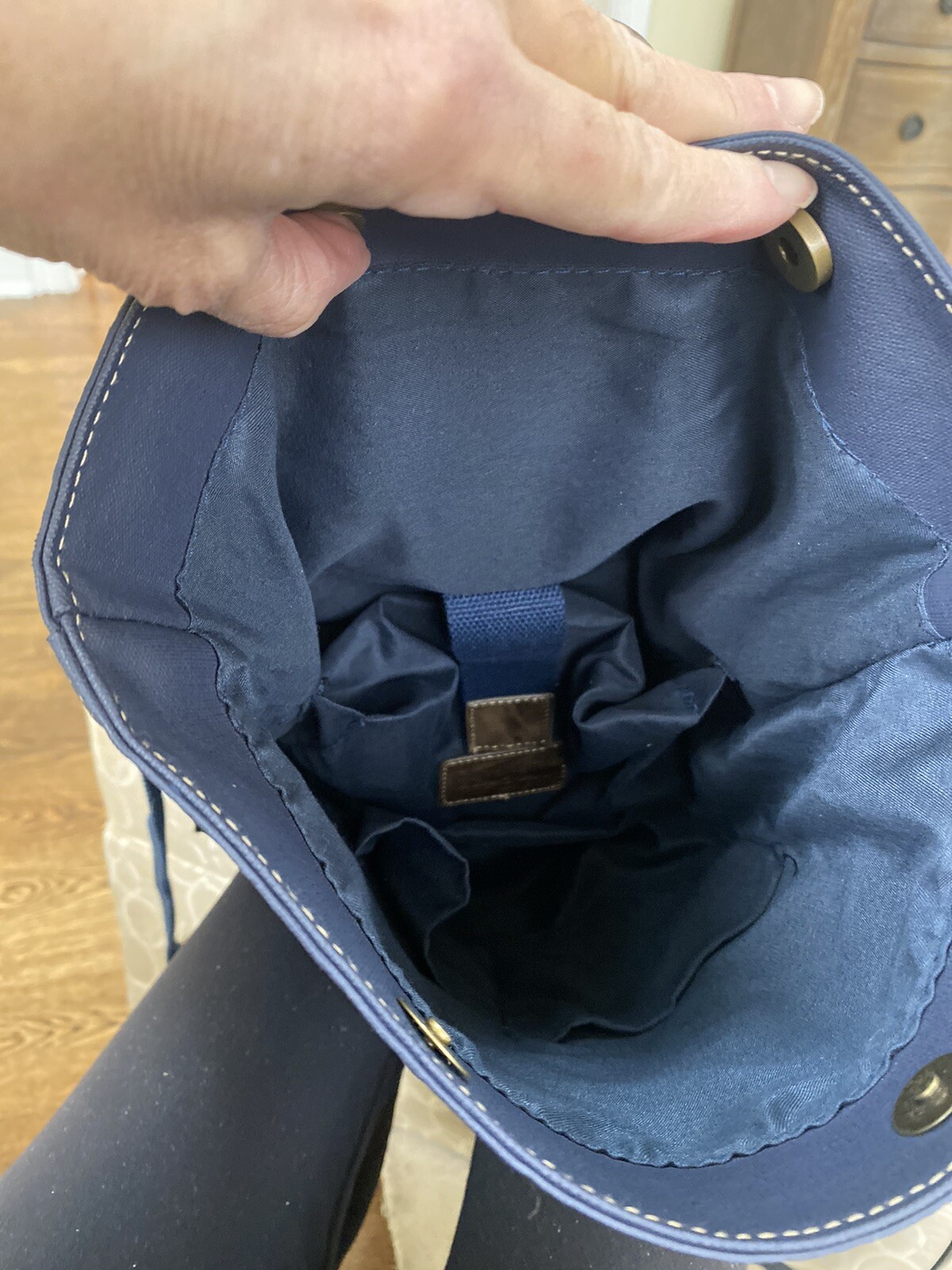 Cargoit Backpack Leather Trim Vinyl Body Blue and Bro… - Gem