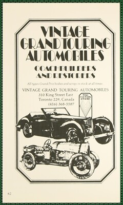 Vintage Grand Touring Automobiles Coachbuilders Toronto Vintage Print ...