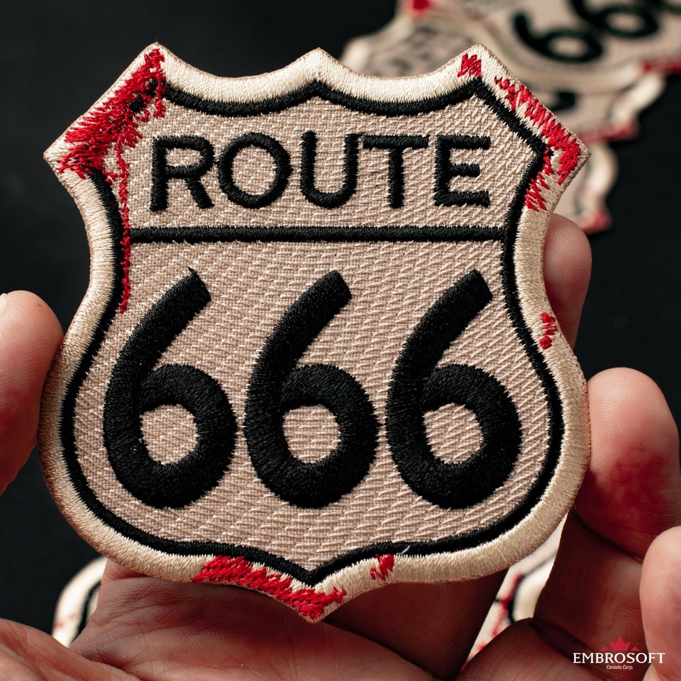 Route 666 Sign Evil Number Emblem Embroidered Patch Iron On SIZE: 3.2 ...