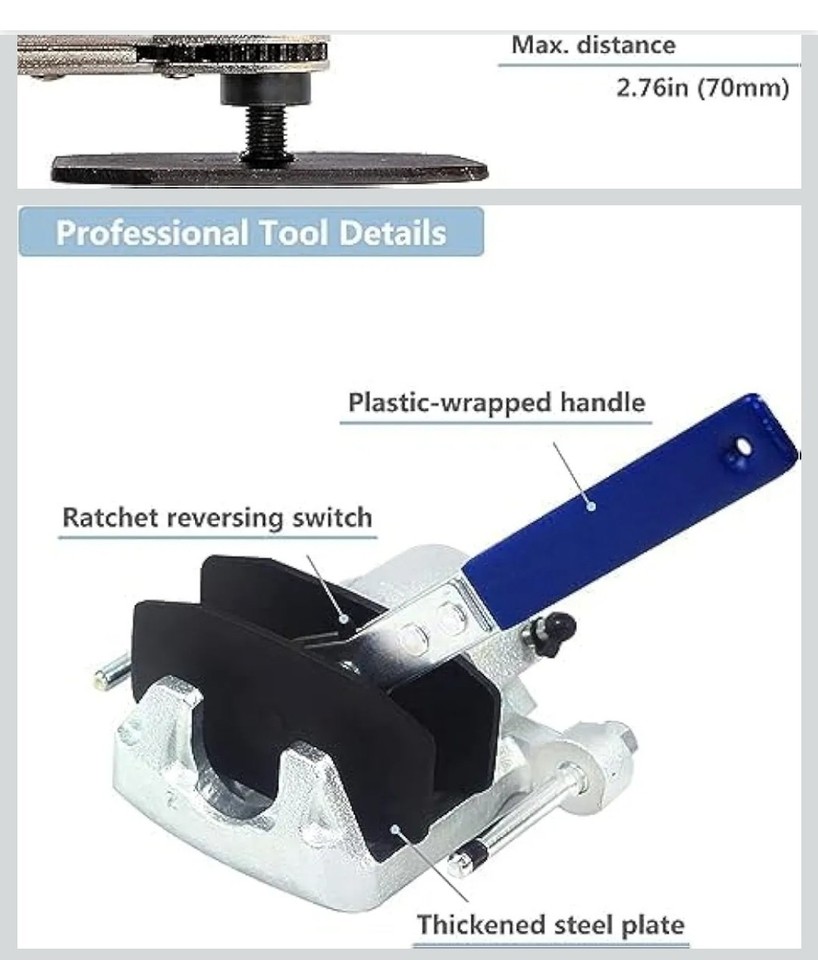 Brake Caliper Ratchet Tool Car Ratcheting Caliper Piston Spreader Press ...