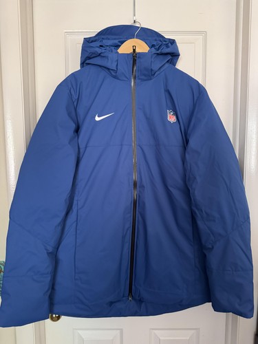 Nike NFL Shield Mens Medium Blue Football Down Hooded Puffer Jacket ...