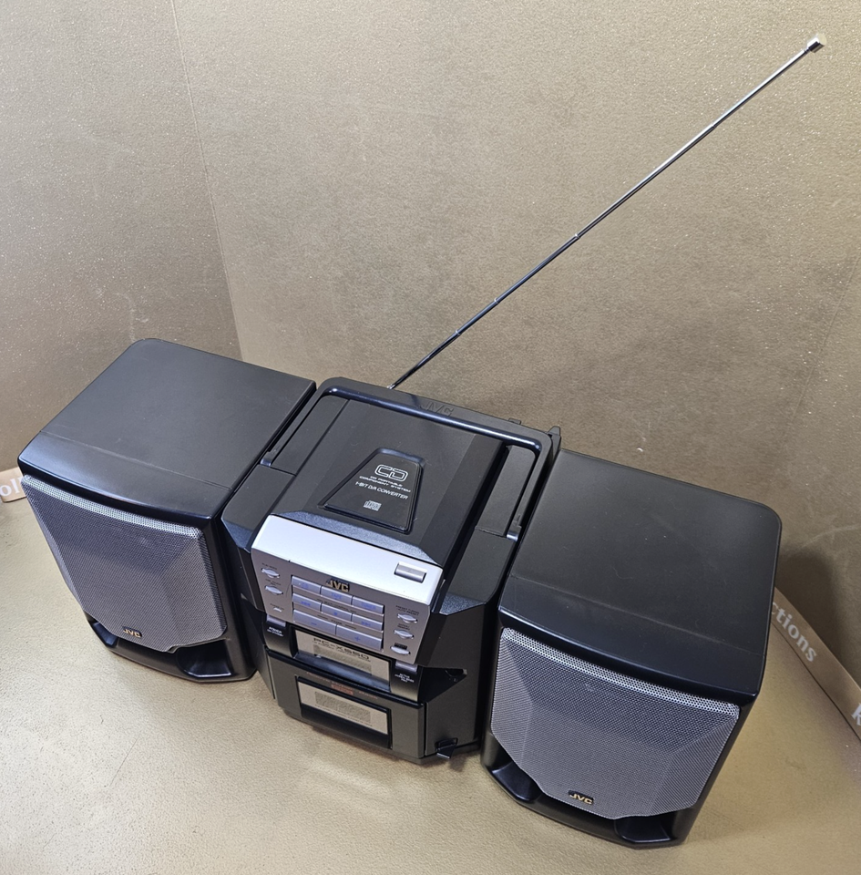 JVC Boombox Portable Stereo CD Player Tape Recorder FM Radio PC-X550BK ...