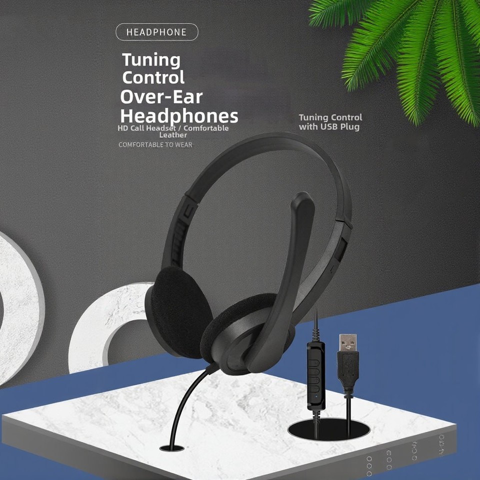 Wired USB Headset for PC for laptop with 20Hz-20kHz Range and 40mm ...