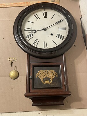 Antique Welch Spring & Co Round Top Drop Regulator Wall Clock | eBay