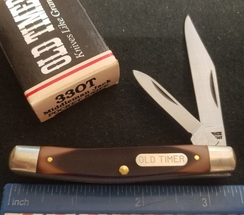 Schrade USA Old Timer 33OT Middleman Jack Knife, Sawcut Brown Delrin ...