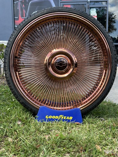 26" ROSE GOLD TRUE SPOKE CHEVY DONK G BODY 5X4.75 5X5 WHEELS AND TIRES ...