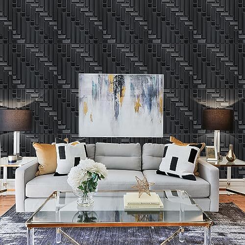 Black 3D Wall Panels Peel and Stick, Black PVC Wall Panels for Matte ...
