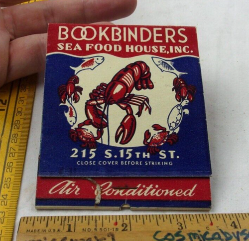 Bookbinders Sea Food House Inc. Philadelphia 1950s GIANT matchbook ...