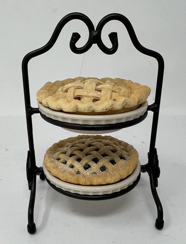 Longaberger Collectors Club Mini Wrought Iron Pie Stand+(2) Plates+(2 ...
