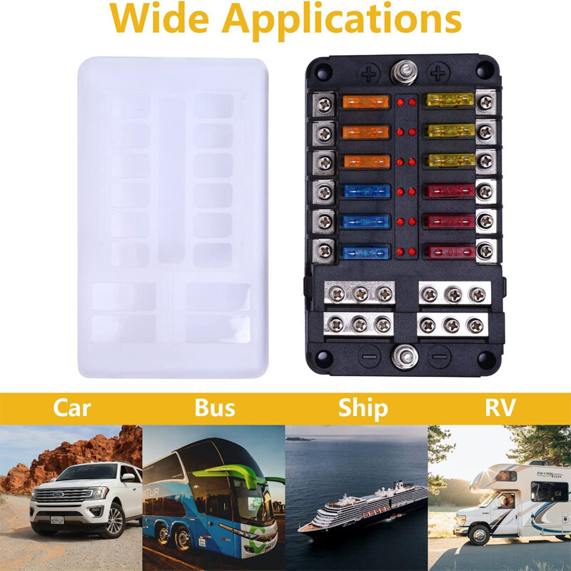 12-Way Fuse Box Block 32V With LED Light Modified For Car Truck Boat RV ...