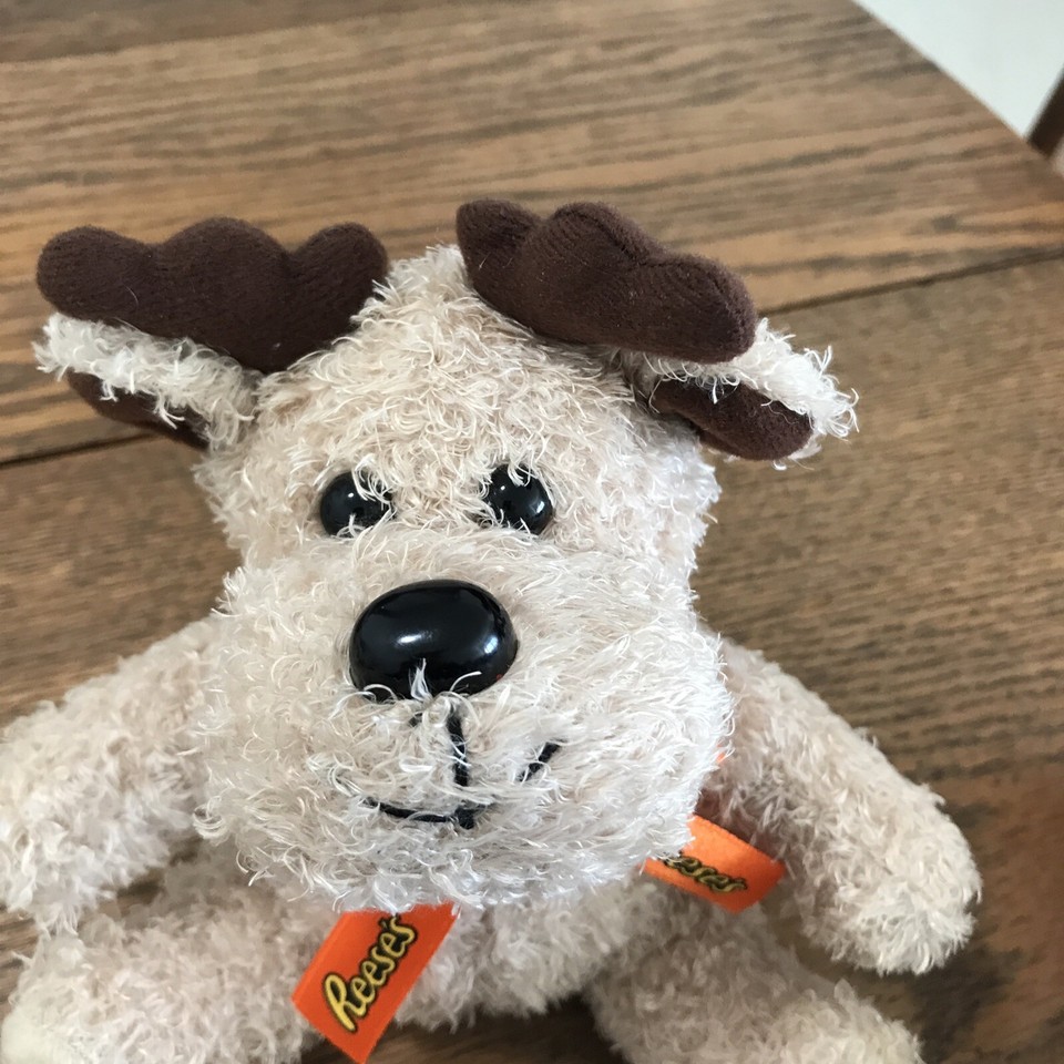 6” Galerie Reese's Chocolate Fuzzy Brown Moose Reindeer Plush Stuffed ...