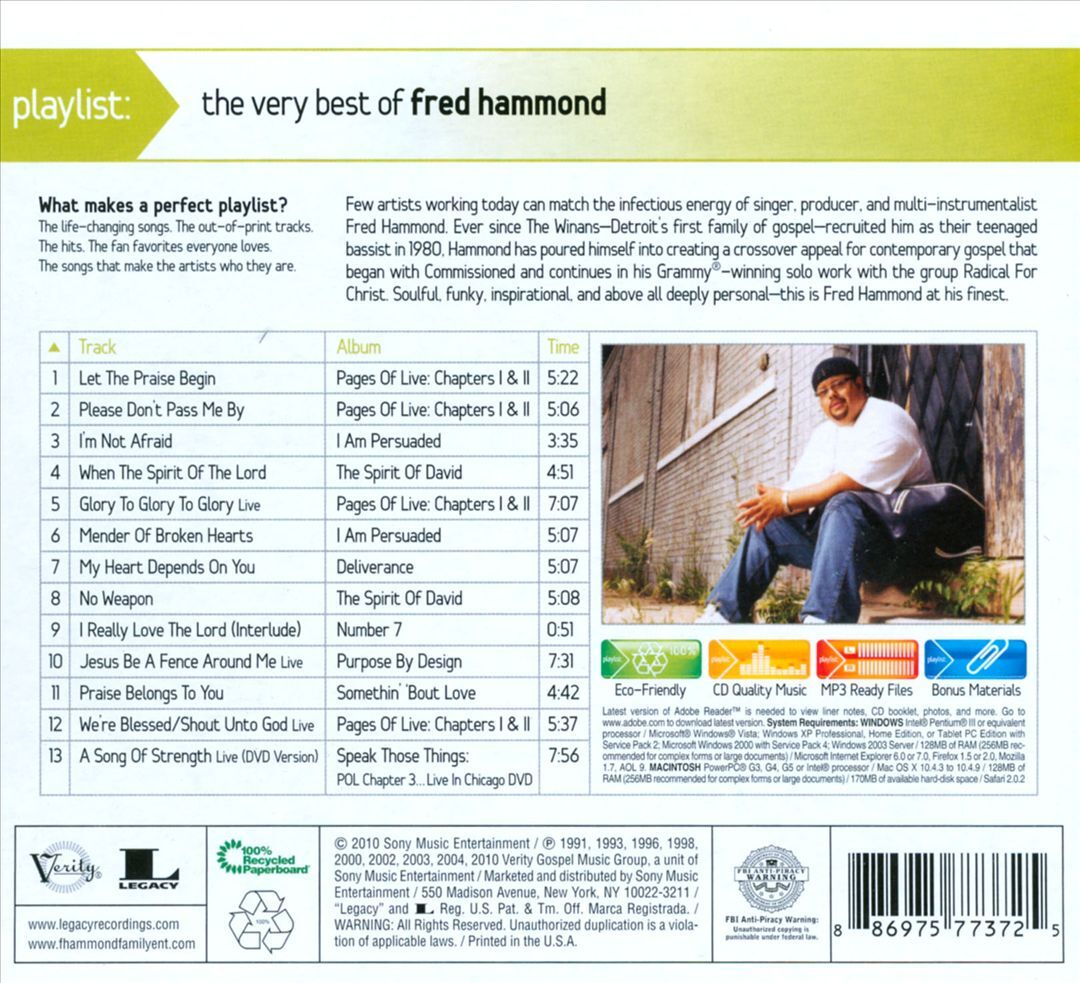 FRED HAMMOND PLAYLIST: THE VERY BEST OF FRED HAMMOND NEW CD ...