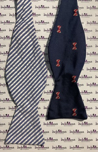 Rare Brooks Brothers 2 Sided Blue & Navy Self Tie Adjustable Bow Tie ...