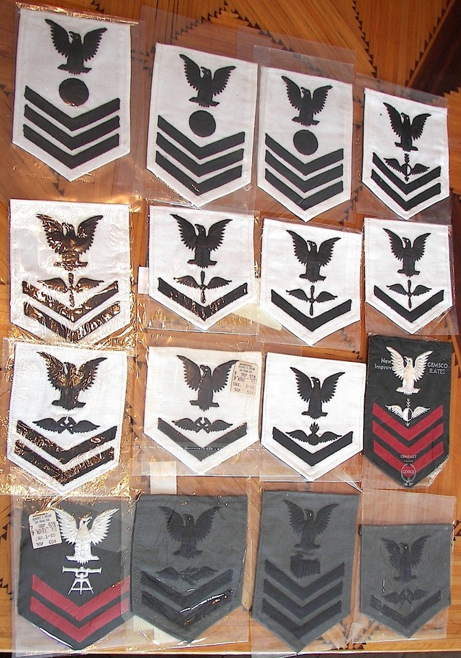 lot of 16 WWII all dated Navy Rate Patch NOS in celaphane Naval USN ...