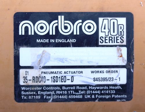 Norbro 40R pneumatic valve actuator 35-RDC40-1SD1EO-D or 35-RDB40 ...