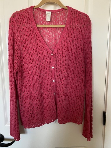 J Jill Ladies Open Crocheted Sweater Size XL Watermelon Colored! | eBay