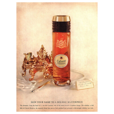 1959 Calvert Reserve: Sign Your Name Holiday Masterpiece Vintage Print ...