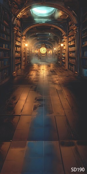 10'x20'CP Old Library Corridor Scene Microfiber Fabric background ...