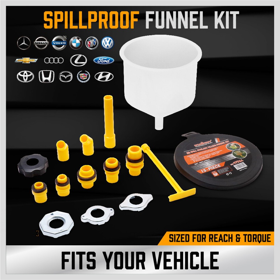 Spill Proof Radiator Coolant Filling Funnel Kit Car Auto Fluid Cooling ...