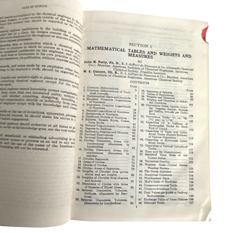 Chemical Engineers Handbook John H Perry - Rare 1st Ed - 2nd Impression ...
