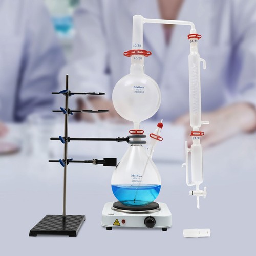 2000ml Distillation Apparatus Chemistry Lab Essential Oil Distilling ...