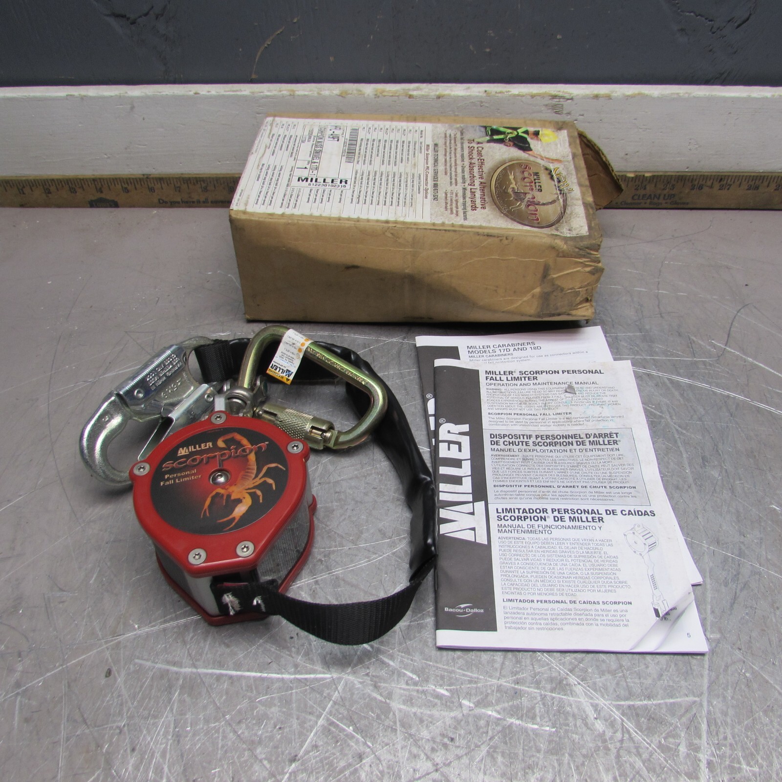 MILLER SCORPION PFL-4/9FT, PERSONAL FALL LIMITER W/ CARABINER AND ...