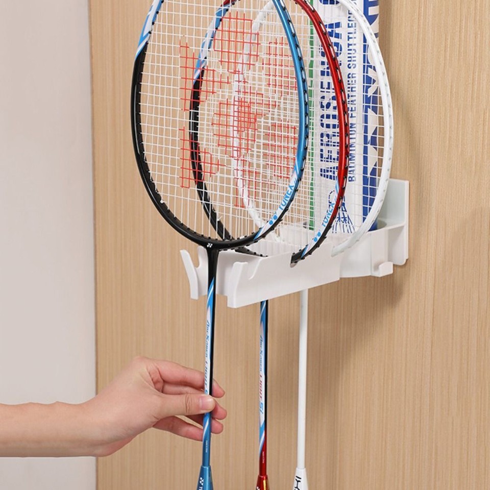 Wall Mounted Badminton Racket Holder Punch Free Storage Rack Badminton ...