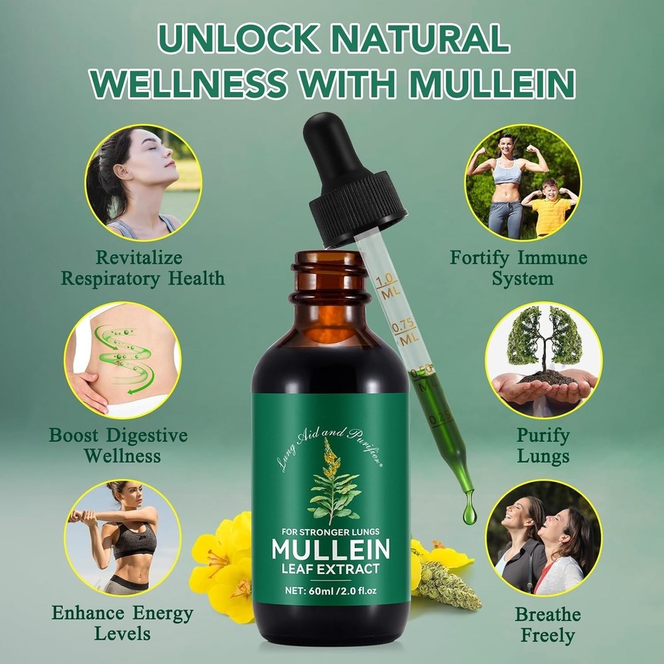Mullein Drops for Lungs - Mullein Leaf Extract with Chlorophyll for ...