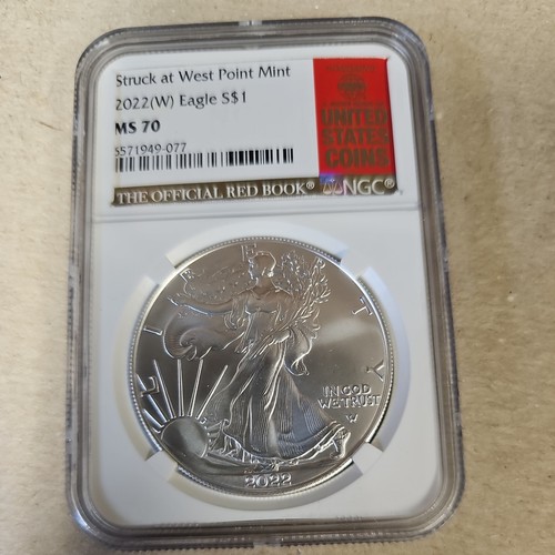 2022 (W) West Point $1 Silver Eagle NGC MS70 Red Book Label #6571949 ...
