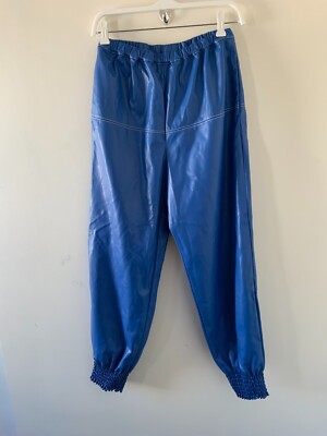 STAUD Blue Faux-Leather Cropped Pants Size 4 | eBay