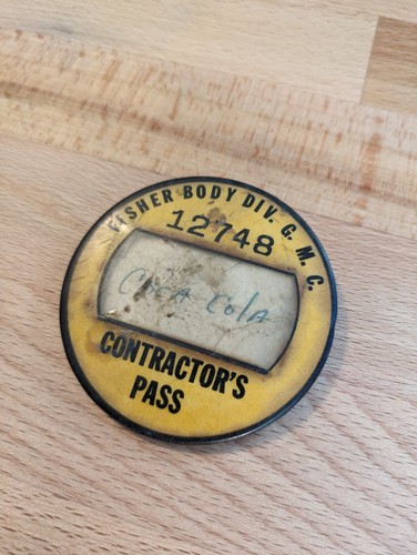 RARE Vintage Fisher Body Division (GM) Employee Badge Contractor GMC ...