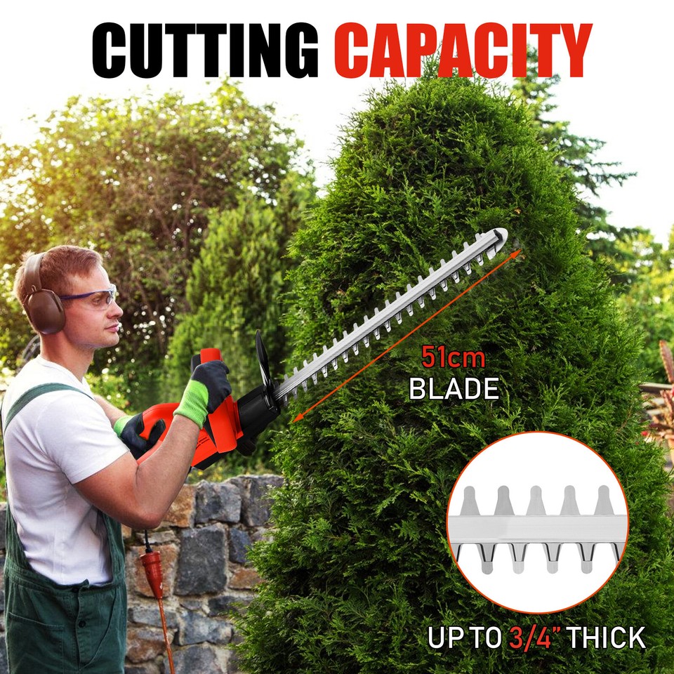 22 Inch Handheld Electric Cordless Hedge Trimmer Bush Trimmer with ...