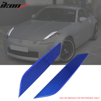 Fits 03-09 350Z Headlight Eyelids Eyebrow Painted #B17 Daytona Blue ...