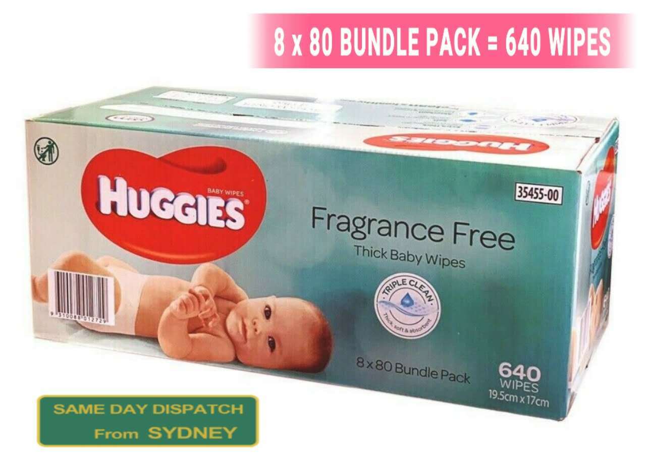 New* 640pcs HUGGIES Thick Baby Wet Wipes Bulk Mega Pack Fragrance Free ...