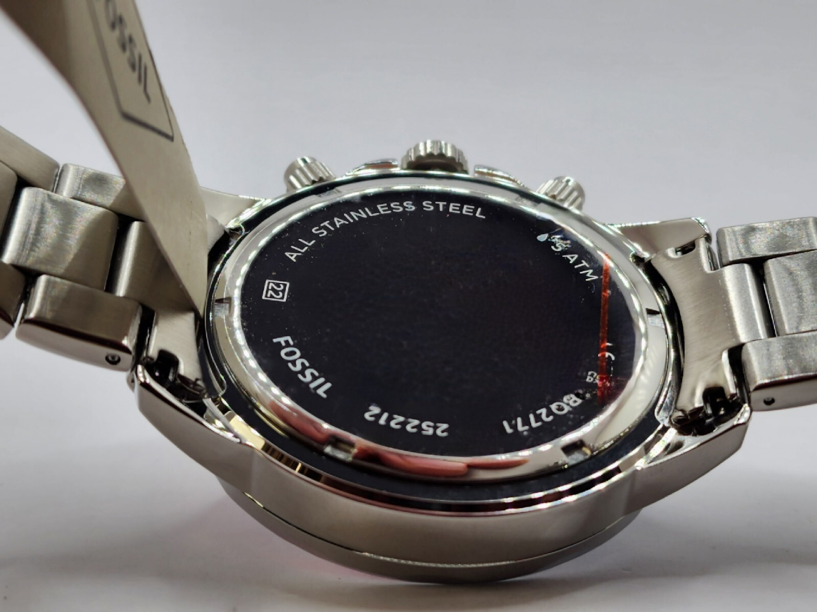 FOSSIL BANNON MULTIFUNCTION SILVER STAINLESS STEEL MENS WATCH BLUE DIAL ...