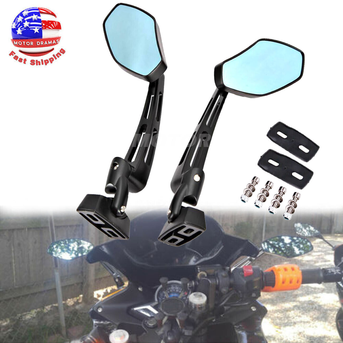 2X Universal Race Rear view Mirrors for Yamaha FZR YZF 600 600R R1 R6 ...