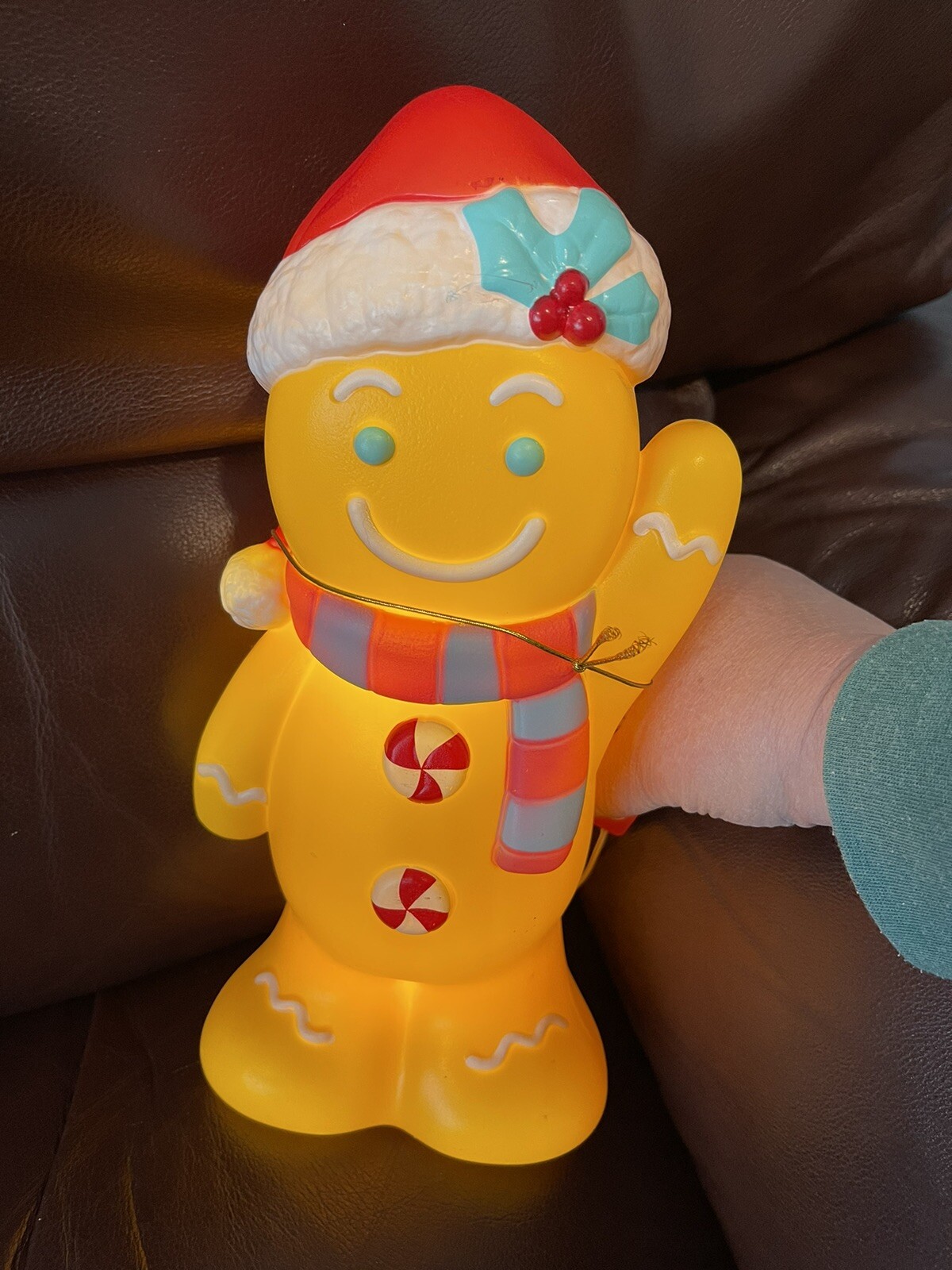 Christmas Holiday Time 11” Gingerbread Man Table Top Blow Mold Lights ...