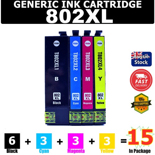 15x 802XL 802 Generic Ink Cartridge For Epson WorkForce Pro WF4720 ...
