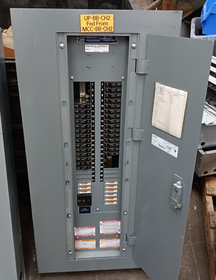 SQUARE D 225 AMP MAIN BREAKER NQOD PANELBOARD 42 CIRCUIT 208Y/120V 100 ...