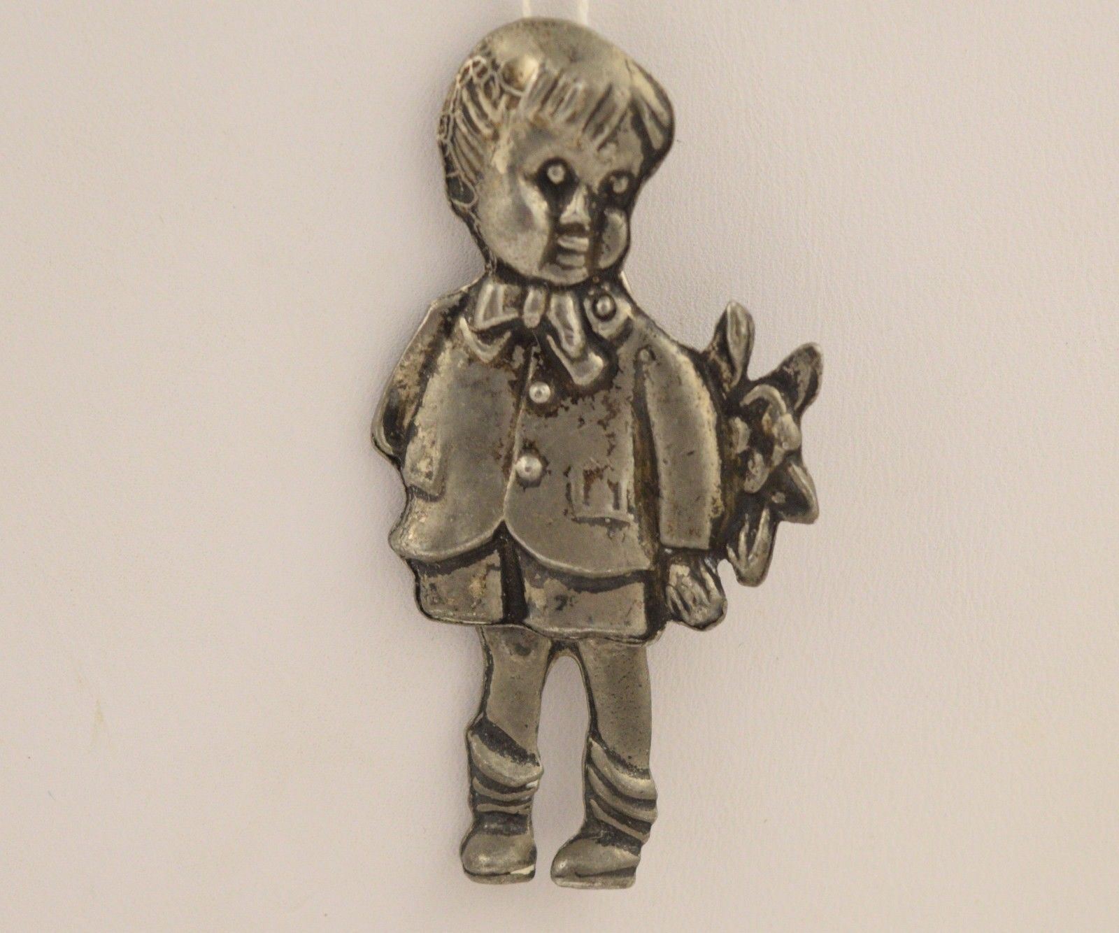 Antique Articulated Brooch , Boy with Flowers, Legs s… - Gem