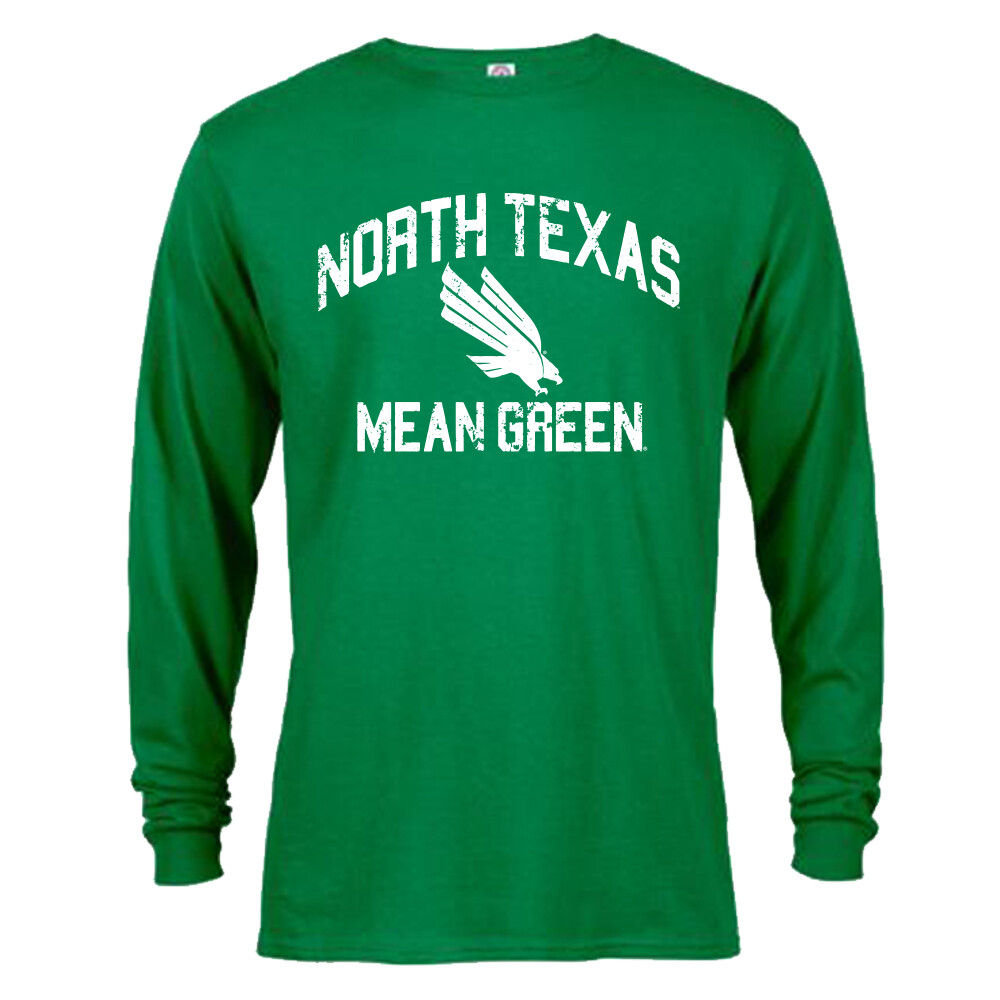 University North Texas UNT Mean Green Distressed Retro Logo Long Sleeve ...