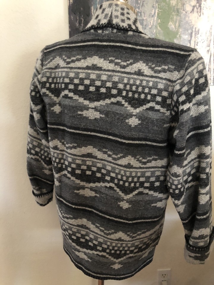 KAREN KANE Lifestyle Gray/Black Tribal Aztec Wool Blend Jacket Womens ...