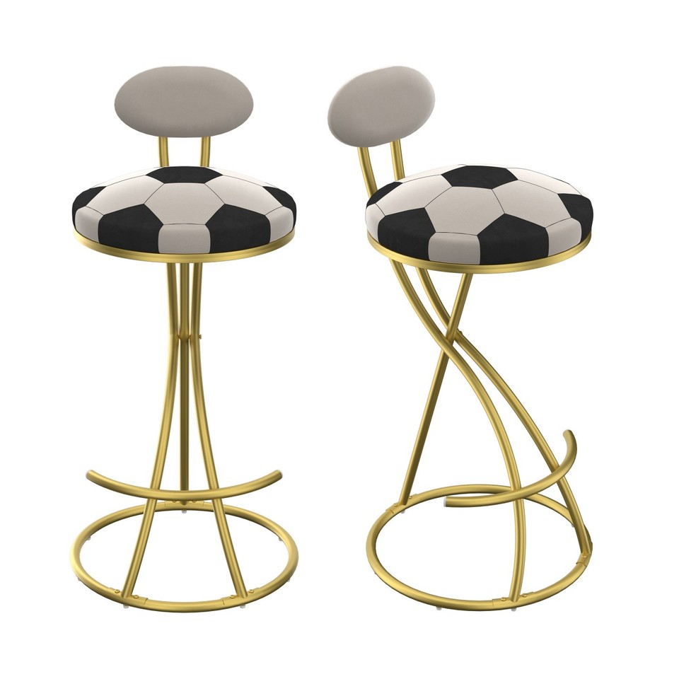 Set of 2 Upholstered S-shaped Bar Stools Kitchen Counter Height Bar ...